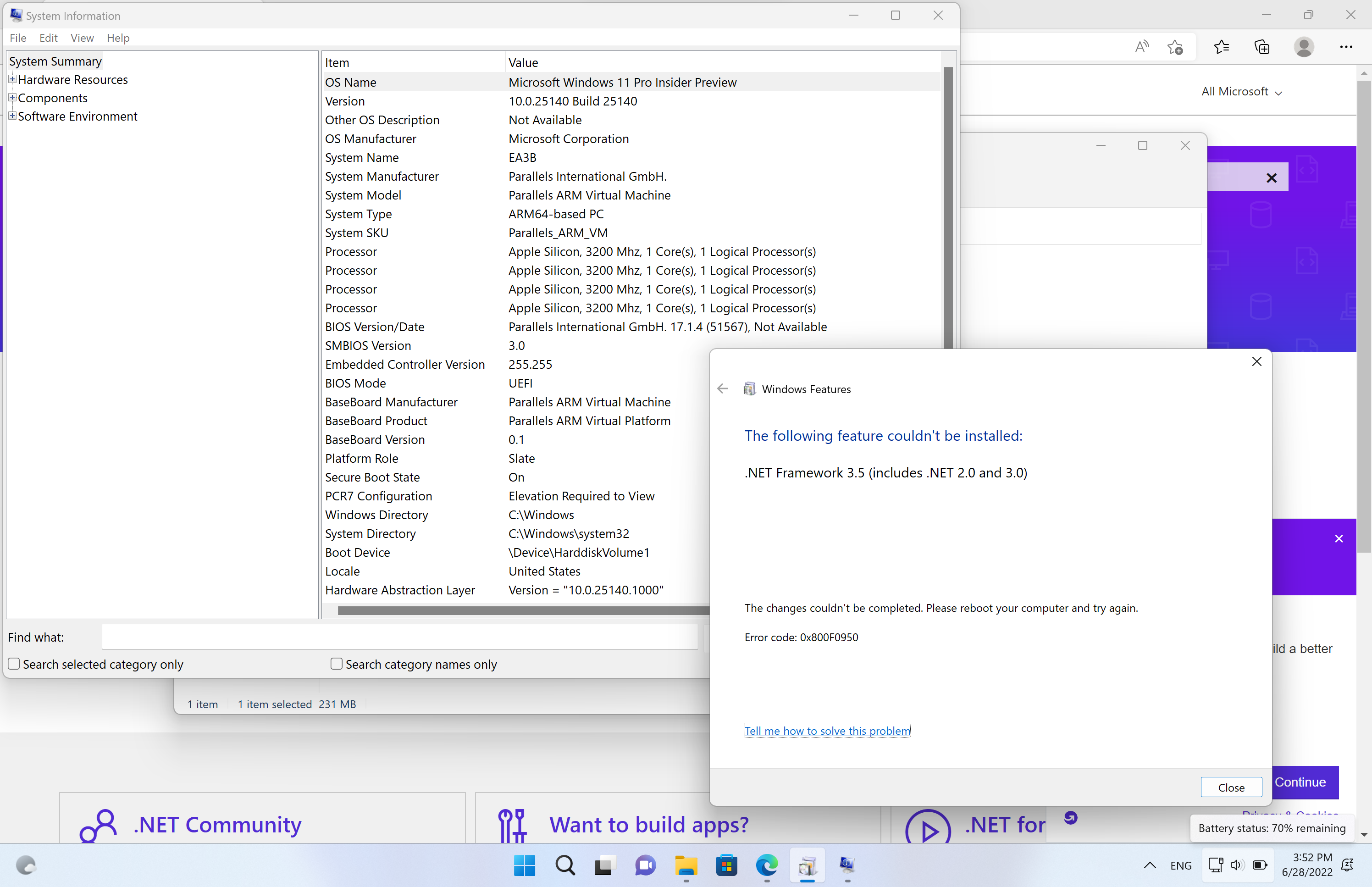 Windows 11 Arm Dev Build Netframework 35 Install Error Microsoft Community Hub