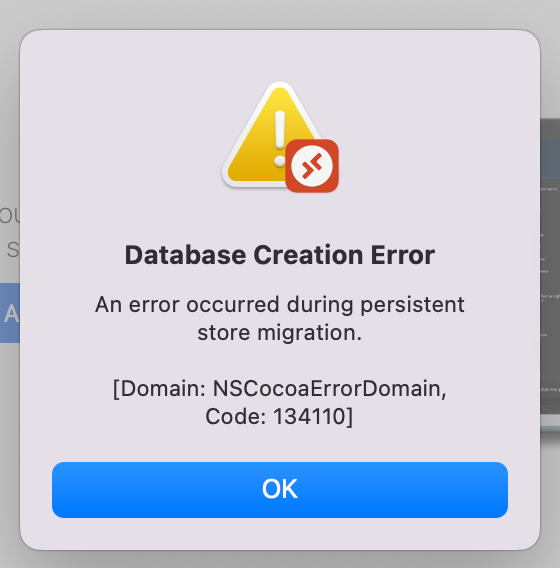 Microsoft Remote Desktop for Mac - Database Creation Error | Microsoft Community Hub
