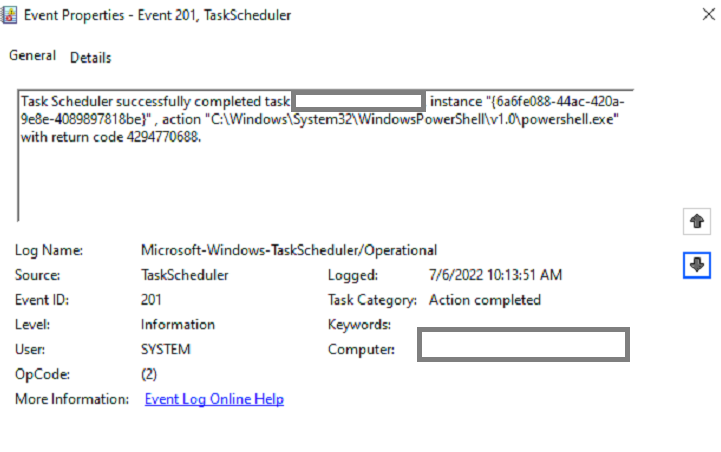 Scheduled Task with Powershell script Failing with PS version 5.1.19041 ...