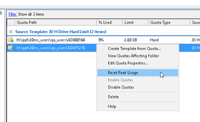 How Do I Reset Peak Usage for FSRM Quotas in PowerShell on Server 2016? | Microsoft Community Hub