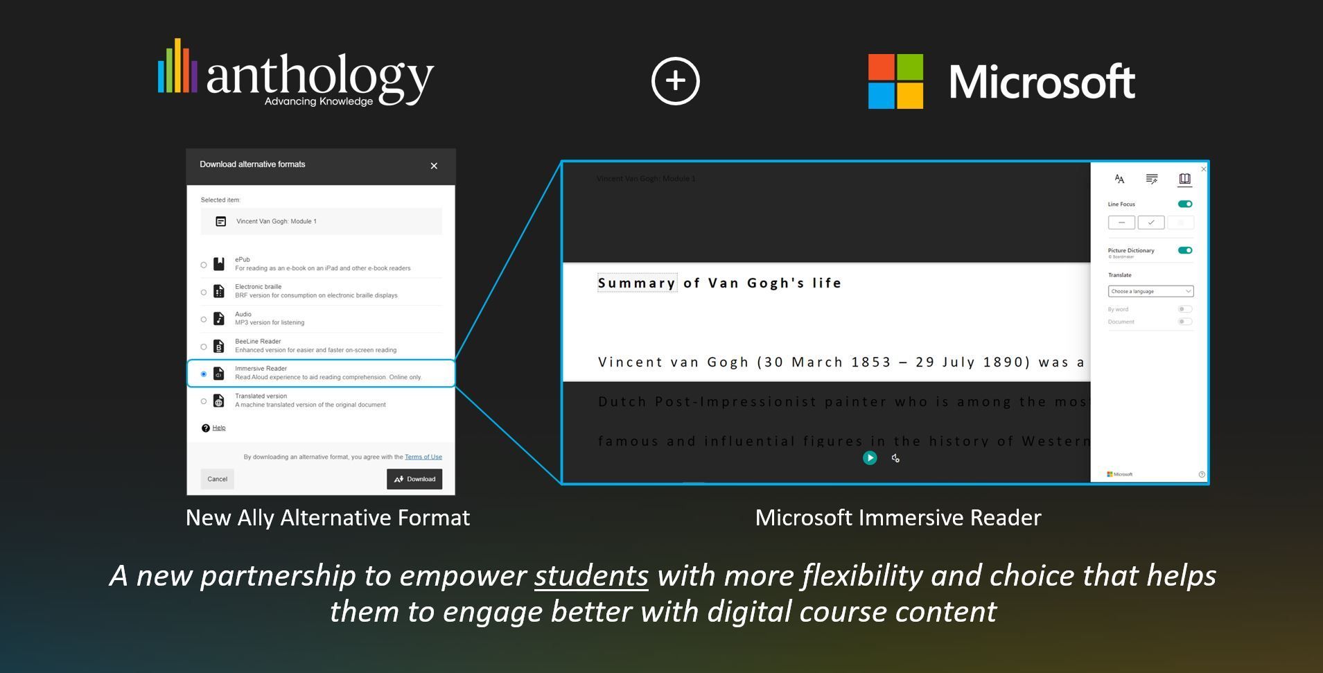 Immersive Reader comes to Anthology's Blackboard Ally, making learning more accessible to all