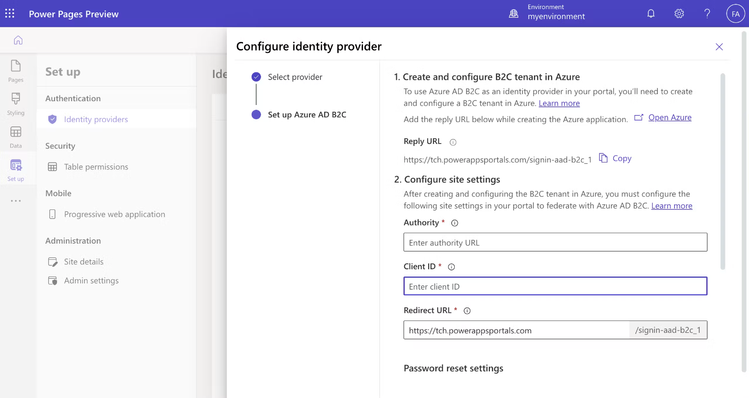 Using Azure AD B2C in Power Pages