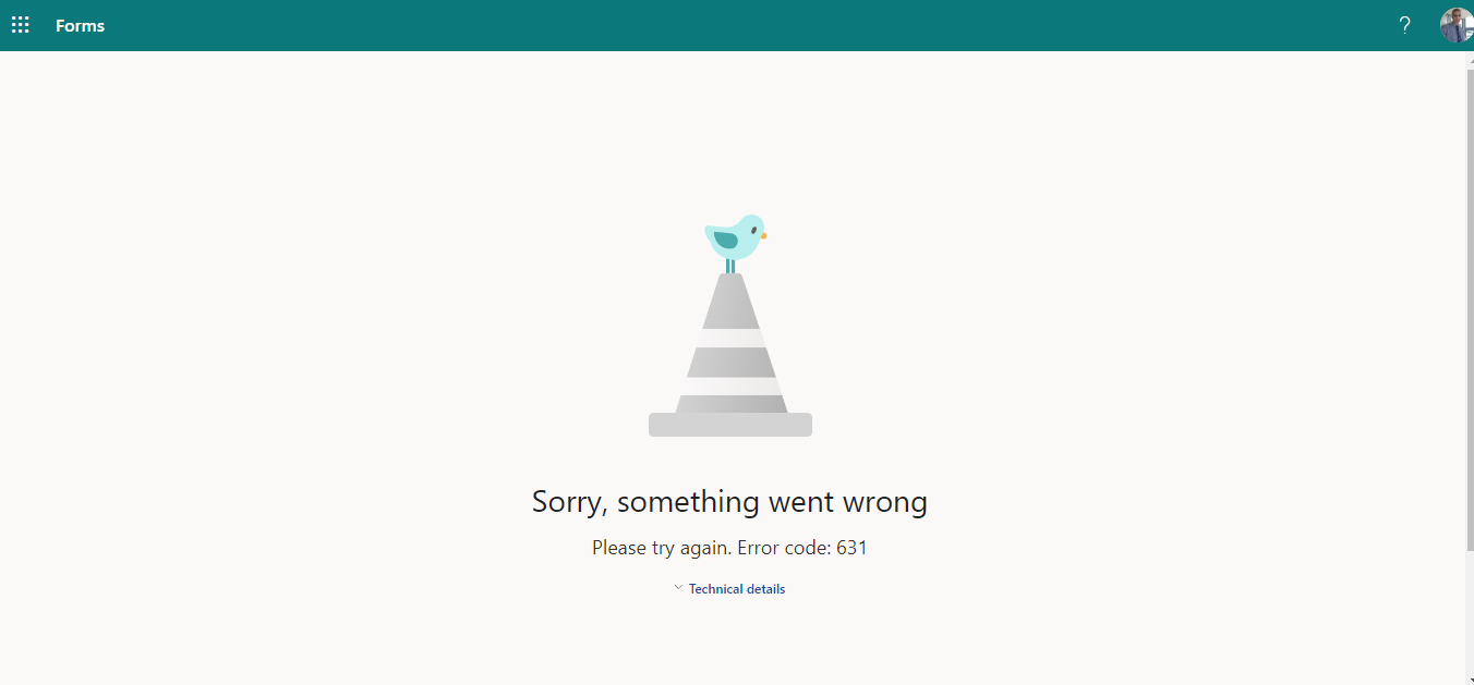 MS Forms Error 631 | Microsoft Community Hub