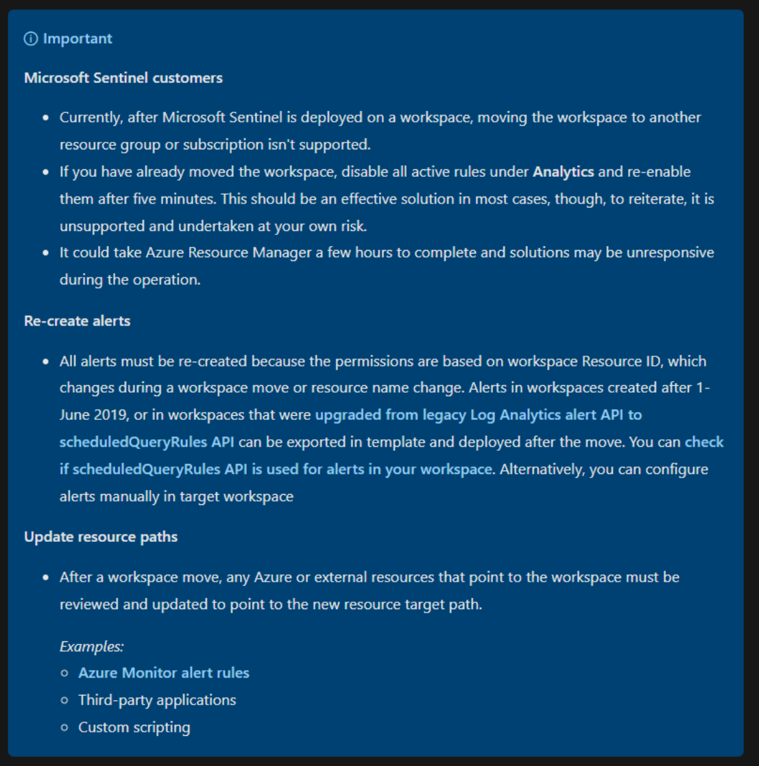 New Blog Post | Is Moving a Sentinel Workspace to Another Resource ...