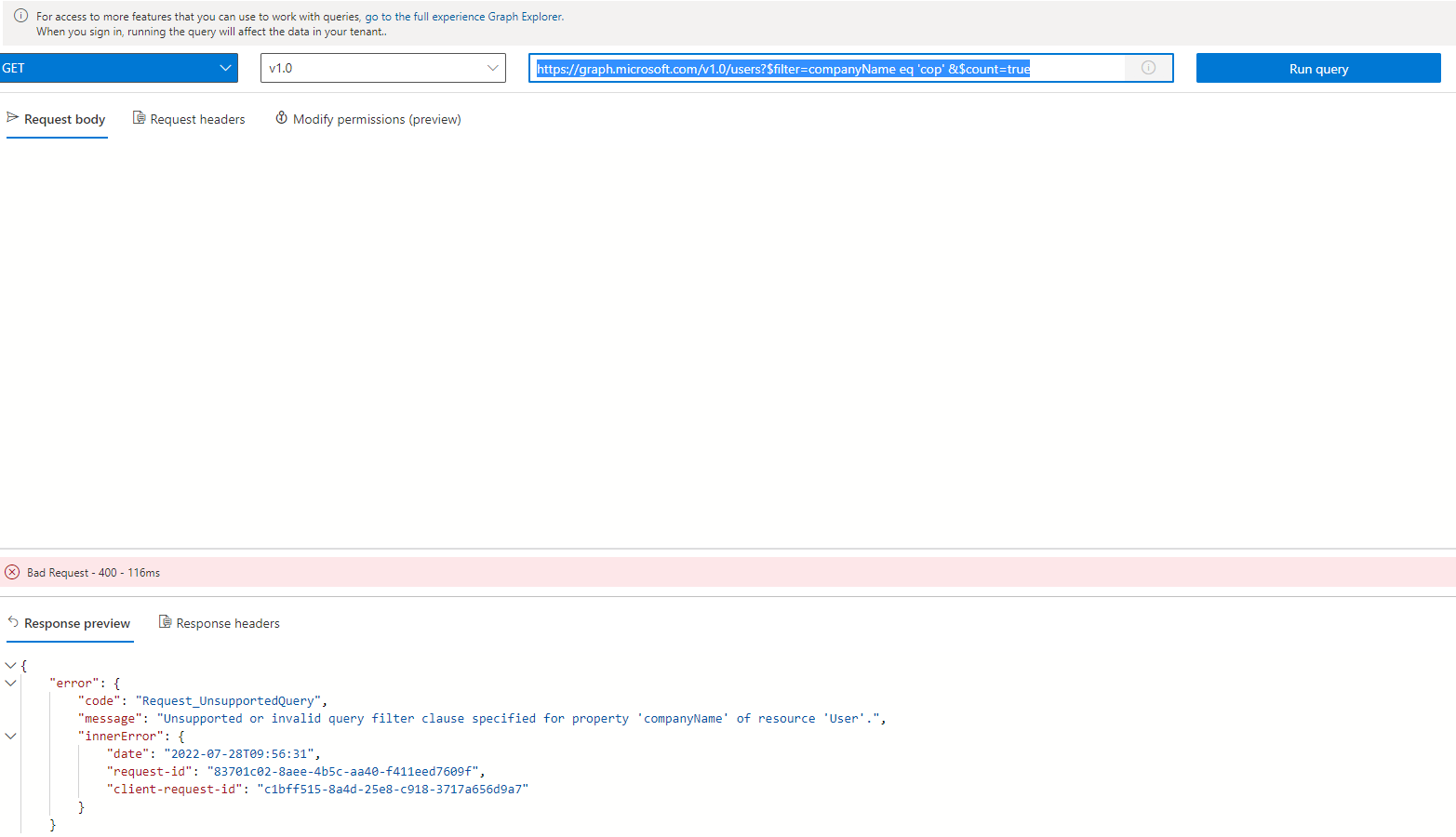 filter the users with the company name attribute | Microsoft Community Hub