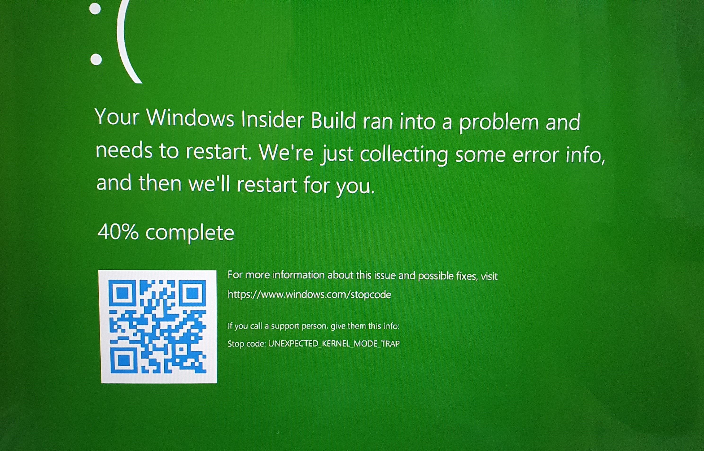 Green screen of death and failed update | Microsoft Community Hub