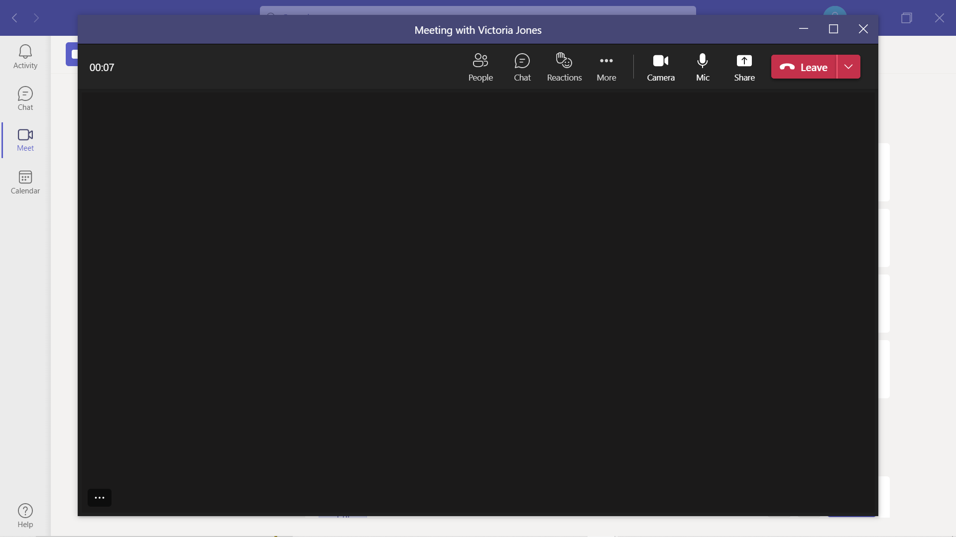 Cannot see any video (mine or meeting members) when on the normal Teams ...