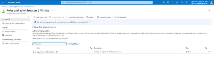 The new Yammer Administrator role is now available in Azure Active Directory | Microsoft ...