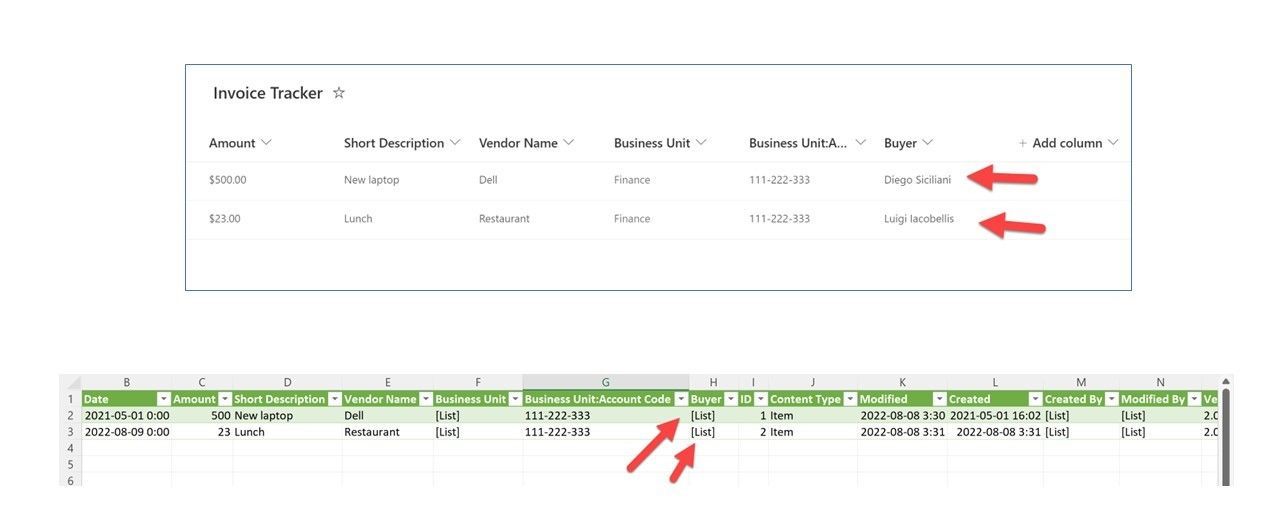 Connecting SharePoint List To Excel Doesn't Return Person Column Data ...