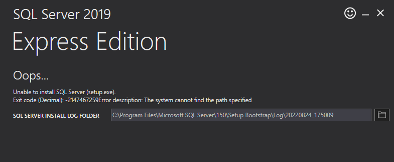 Cannot install SQL server express | Microsoft Community Hub