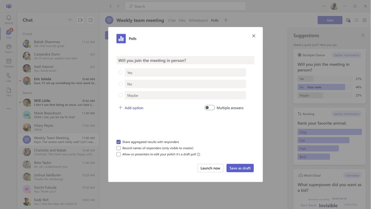 Jump-start poll creation in Teams meetings with AI-powered suggestions ...