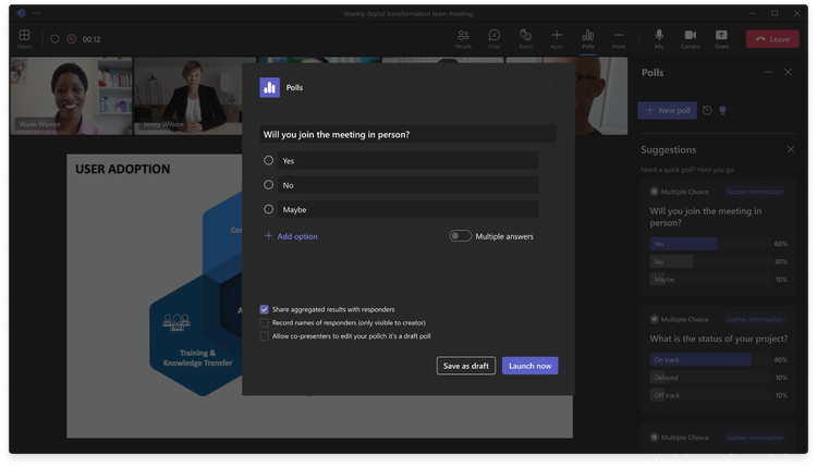 Jump-start poll creation in Teams meetings with AI-powered suggestions ...