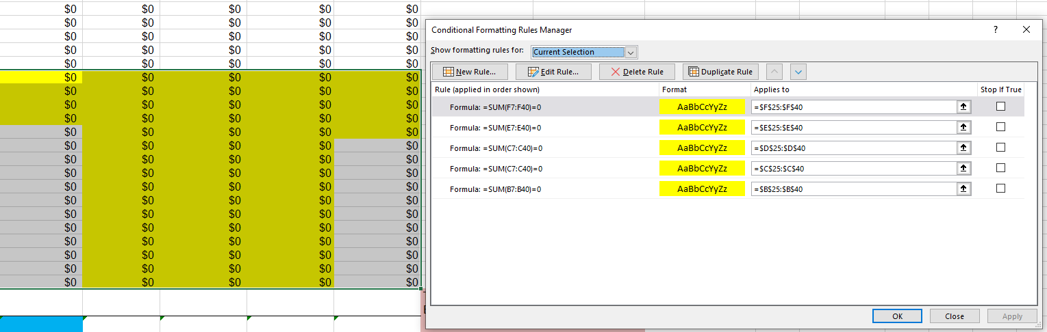 conditional formatting not working in every cell | Microsoft Community Hub