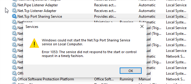 Net.TCP Port Sharing Service Cannot Start | Microsoft Community Hub