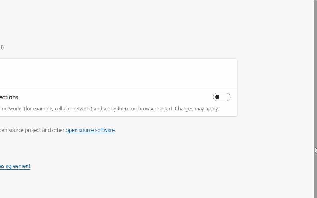 Settings page vertical scrollbar is not clickable when mouse cursor is ...