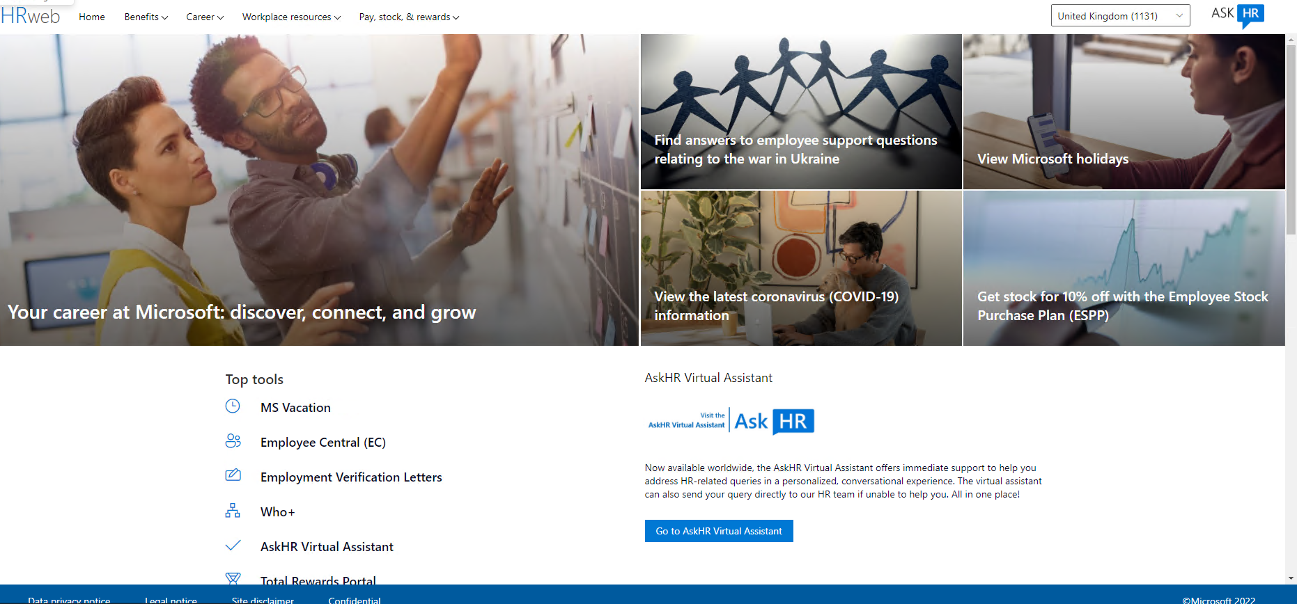 Microsoft's HRWeb portal runs on SharePoint in Microsoft 365