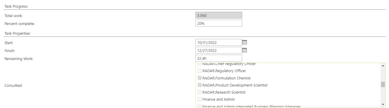 Change formatting of custom field table in task assignment detail page | Microsoft Community Hub