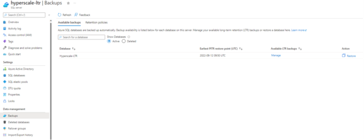 Long-term backup retention(LTR) on Azure SQL Hyperscale service tier is now in preview ...