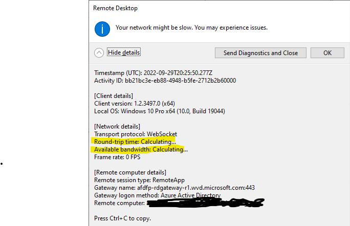 Slow Connection - Azure Remote Desktop Client issues | Microsoft ...