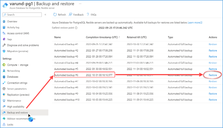 Backup and restore enhancements in Azure PostgreSQL Flexible Server.