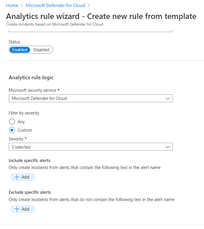 Not able to enable Informational Alert from Defender for Cloud Sentinel data connector Analytic ...
