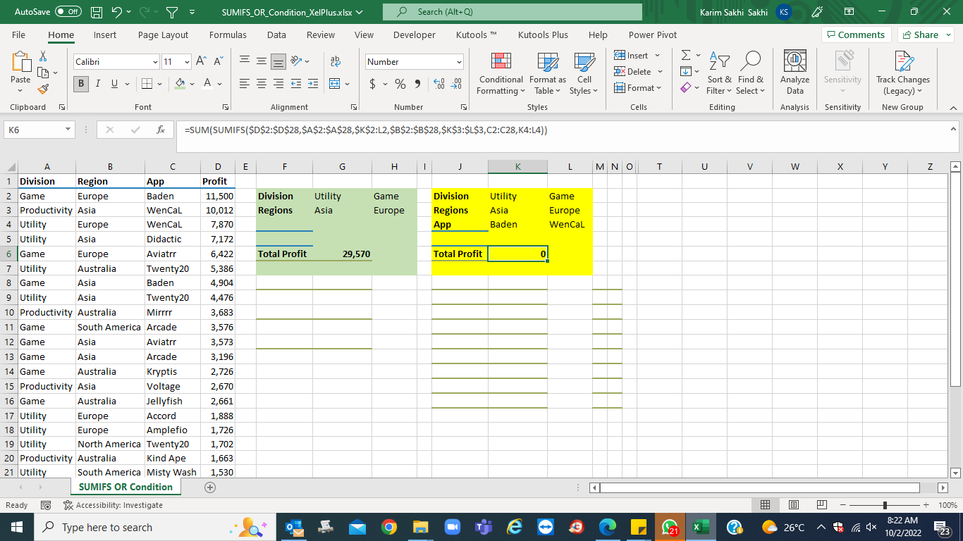 Using Sumwith sumifs for multiple critiera | Microsoft Community Hub