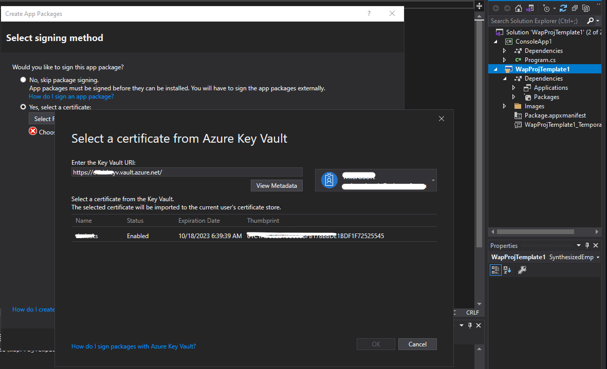 Connection stuck while sign packages with Azure Key Vault for Windows ...