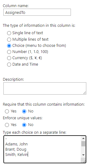 Choice Column Values | Microsoft Community Hub