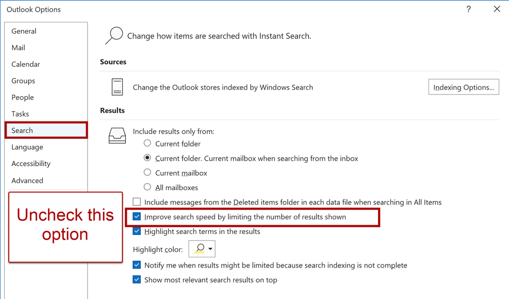 Outlook Search Returns Incorrect Results. | Microsoft Community Hub