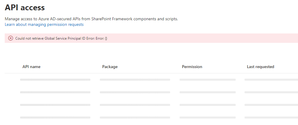 Error : Could not retrieve Global Service Principal ID Error: Error: {} on approving | Microsoft ...