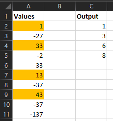 Identify position of last positive value in range from positive values in a row | Microsoft ...
