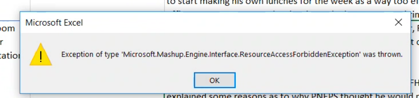 Mashup Error - effectively not signed into Power Query. Multiple user issue? | Microsoft ...