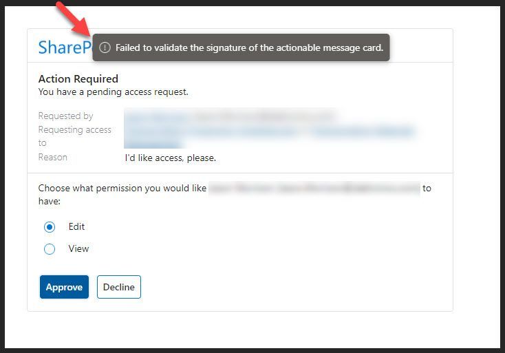 Encountering 'Failed to Validate the Signature of the Actionable Message Card' Error | Microsoft ...