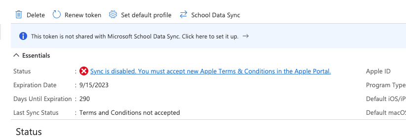 enrolment program token - not syncing due to not terms | Microsoft ...