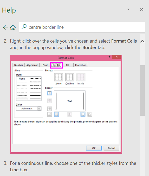 Excel Centre Border Line | Microsoft Community Hub