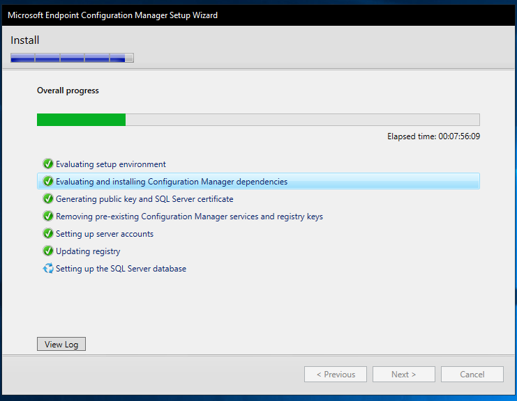 MECM 2203 Setup stuck at Setting up the SQL Server Database | Microsoft ...