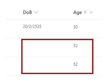 SharePoint Lists - Calculate age from only filled date column | Microsoft Community Hub