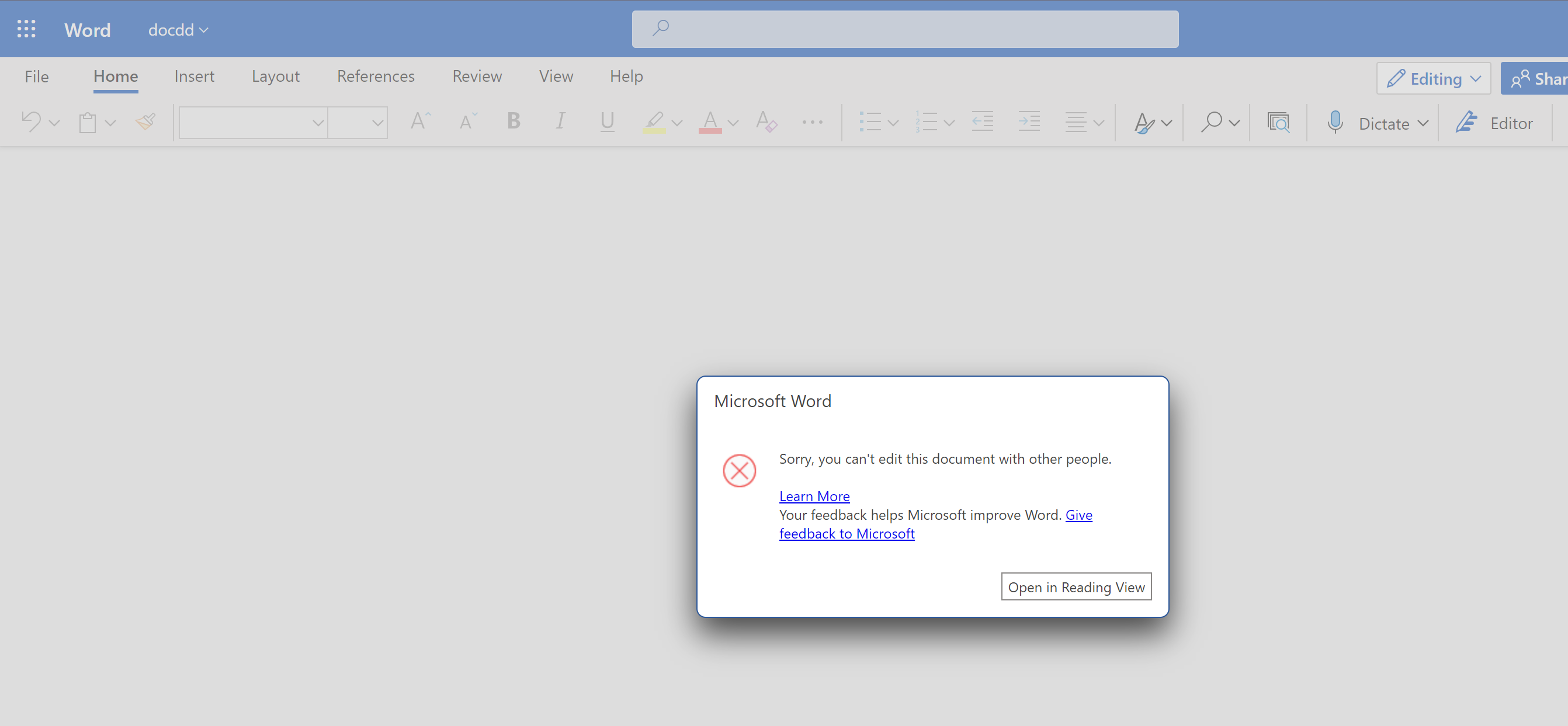 Getting sorry you can't edit this document with other people even ...