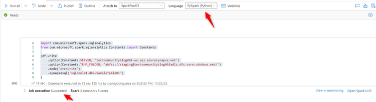 Writing Data Using Azure Synapse Dedicated Sql Pool Connector For Apache Spark Microsoft