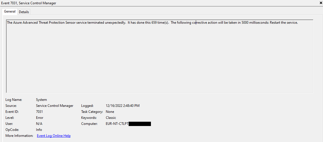 ATP sensor service failed to start | Microsoft Community Hub
