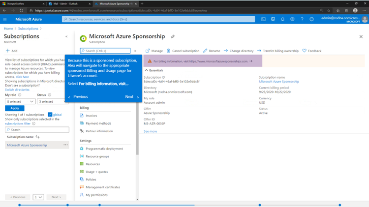 How to activate your non-profit organization’s Azure credits | Microsoft Community Hub