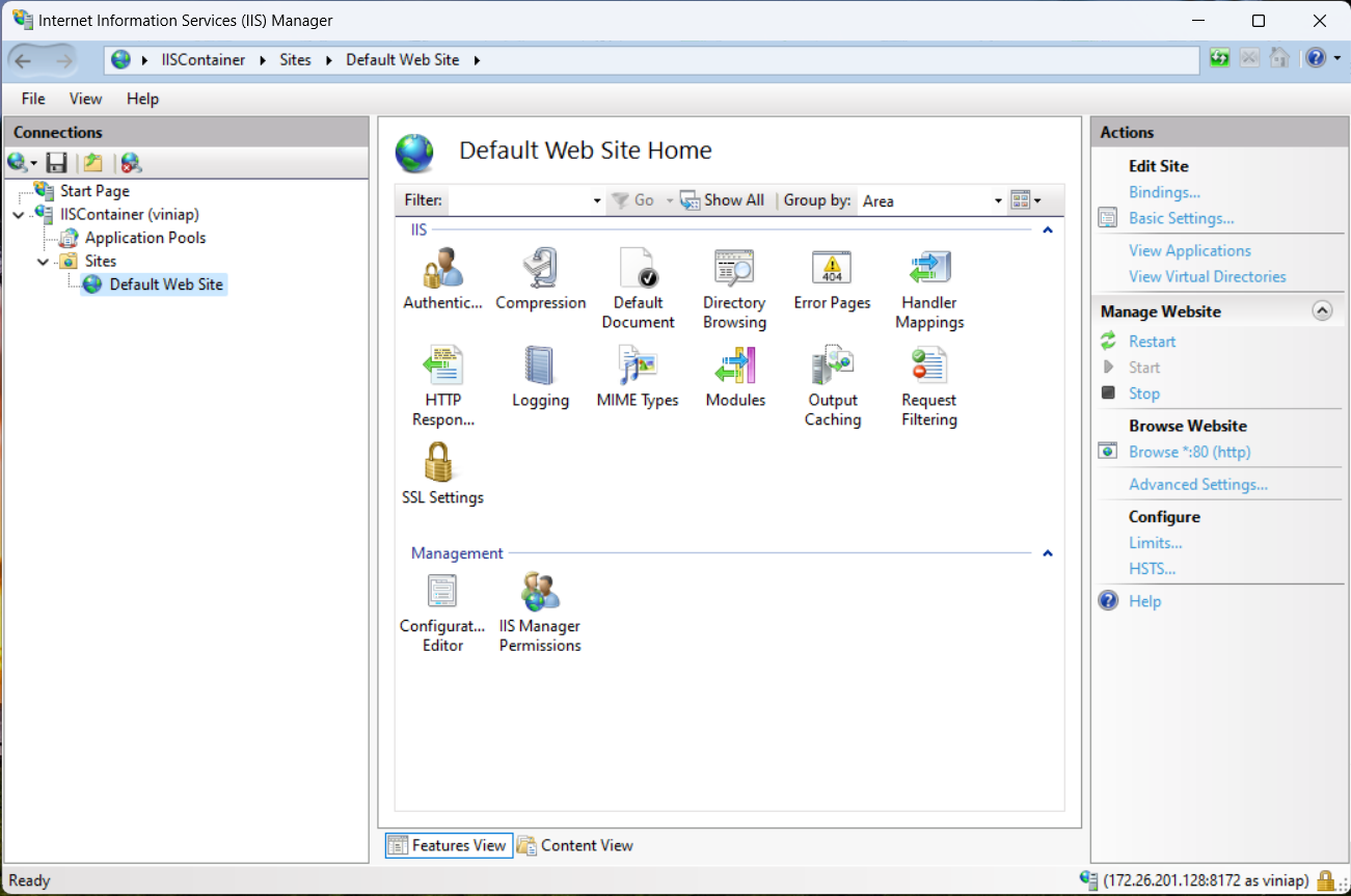 5 tips for IIS on containers: Bonus – IIS remote management | Microsoft Community Hub