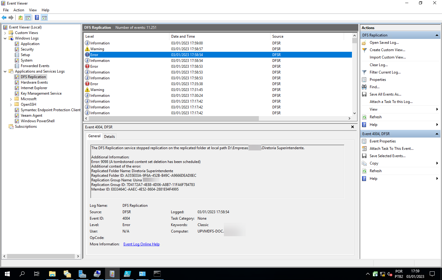 Error 4004 - DFS - Windows Server 2019 | Microsoft Community Hub
