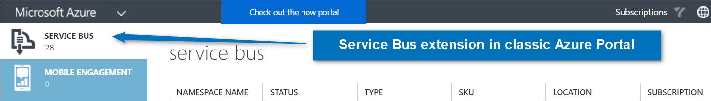 Azure Service Bus, Event Hubs and Notification Hubs on the Classic Azure Portal Announcement ...
