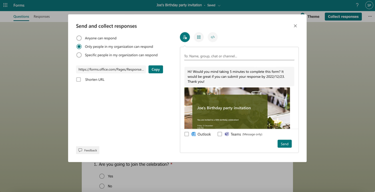 New experience for Forms cover pages and distribution | Microsoft ...