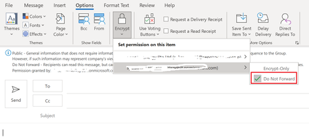 Do not forward option of sensitivity label in Outlook Desktop App ...
