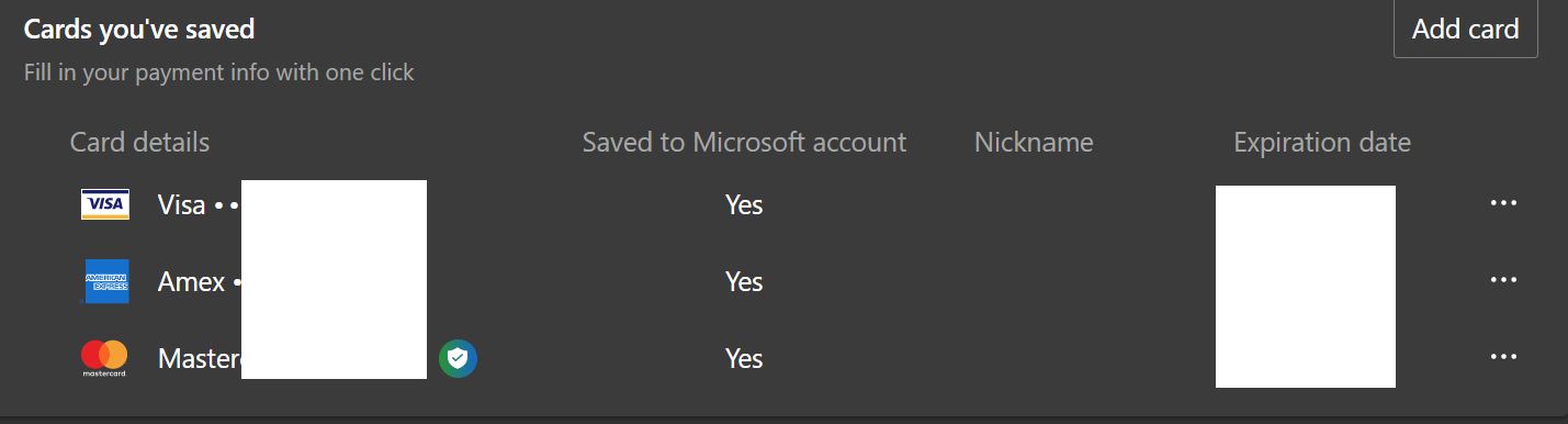 Saved credit card opted in to virtual card numbers not offered for use ...