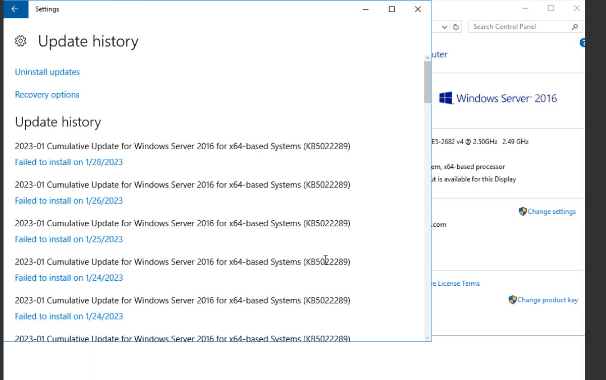 Windows server 2016 cumulative update fail to install for one month ...