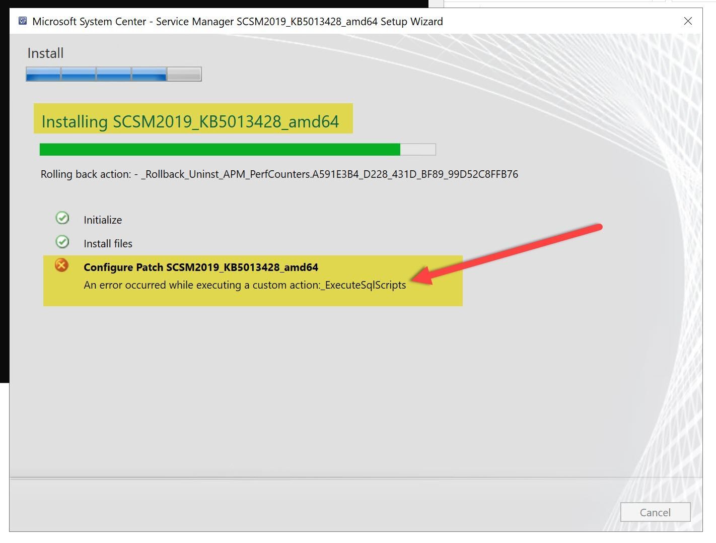 SCSM 2019 UR Installation Error | Microsoft Community Hub