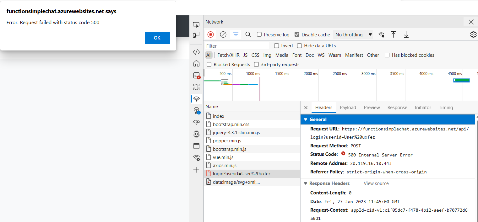 Azure Web Pubsub Request Failing With Error 500 For Azure Functions Microsoft Community Hub